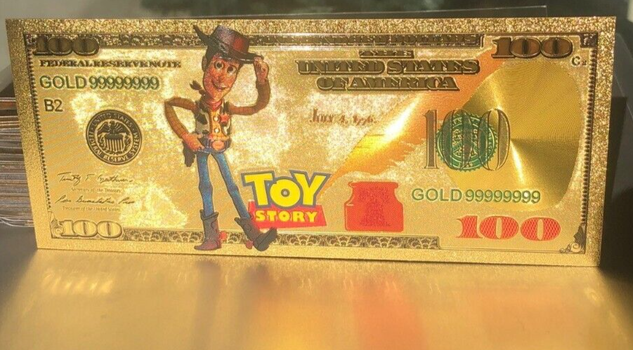 TOY STORY WOODY 24KT NOTE GOLD $100 BILL | eBay