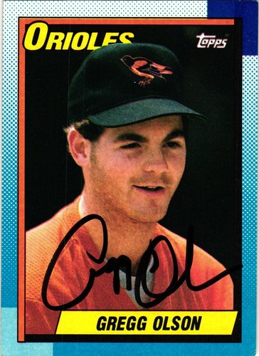 Gregg Olson Signed #655 1990 Topps MLB Baseball card AUTO Orioles | eBay