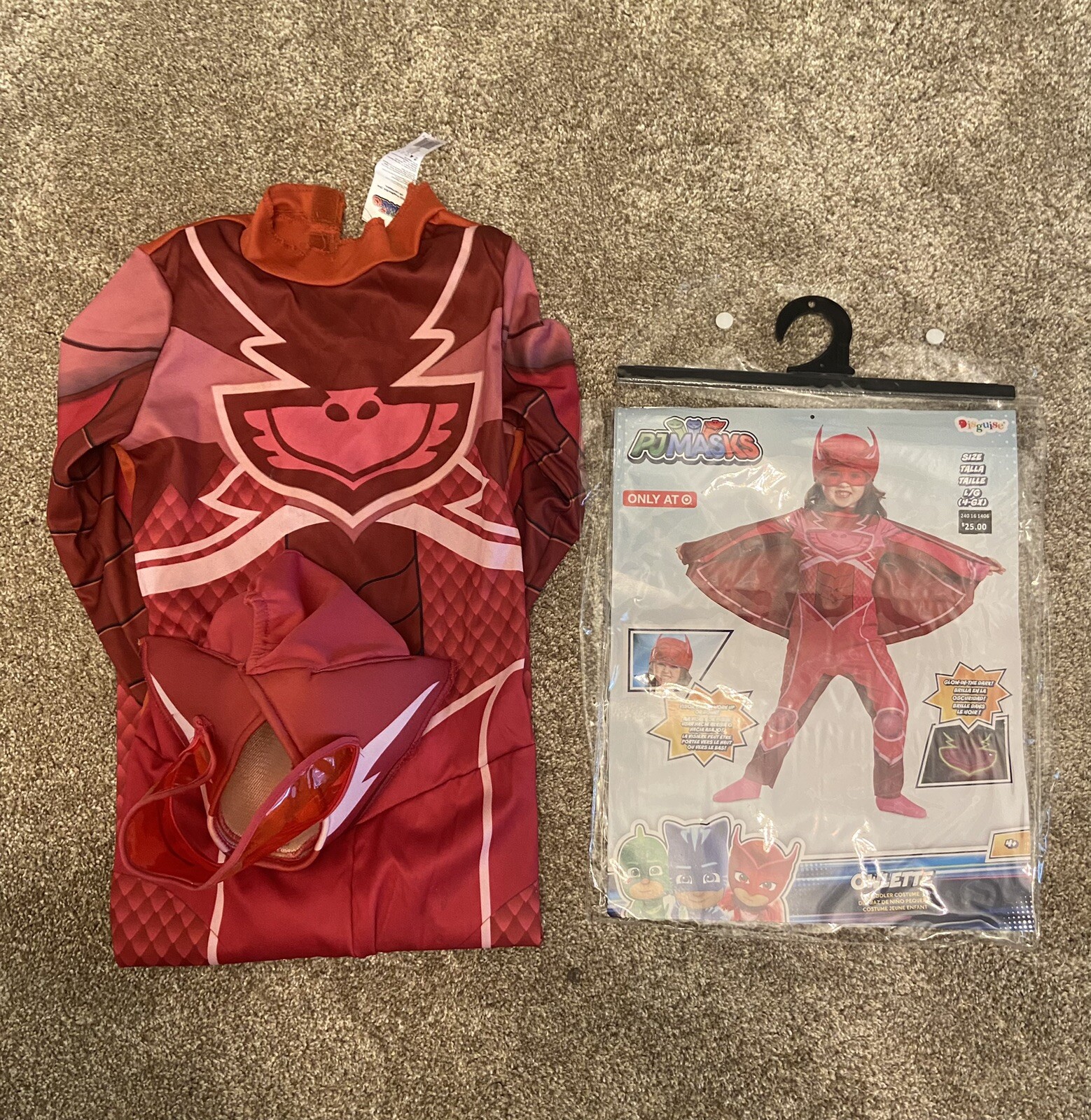 PJ Masks Owlette Costume Red Jumpsuit Cape Mask Hallo… - Gem