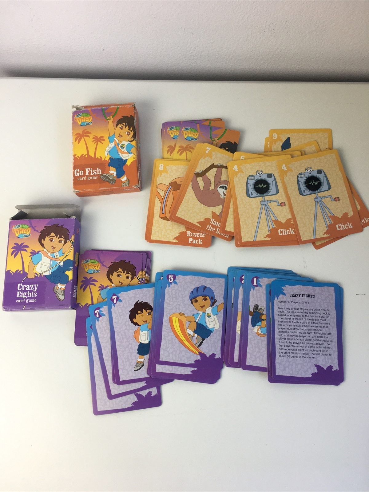 Go Diego Go! Crazy Eights and Go Fish card set 2006 childrens games toy ...