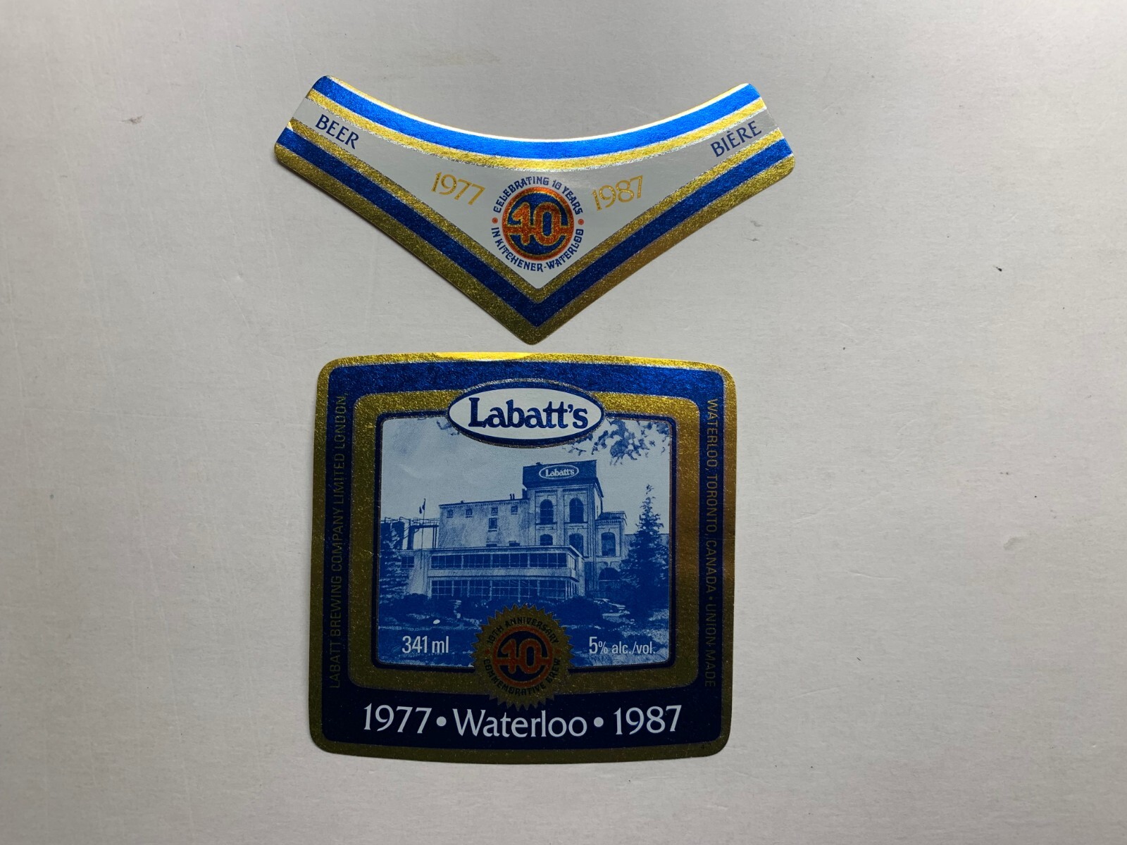 Canada beer label - Labatts Brewing - 10th Anniversary for Waterloo | eBay