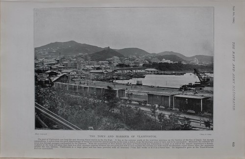 1900 PRINT TOWN & HARBOUR OF VLADIVOSTOK RUSSIAN NAVAL STATION IN FAR ...