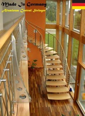 Indoor Straight Curvy Winder Staircase kit Aluminum Central Stringer | eBay