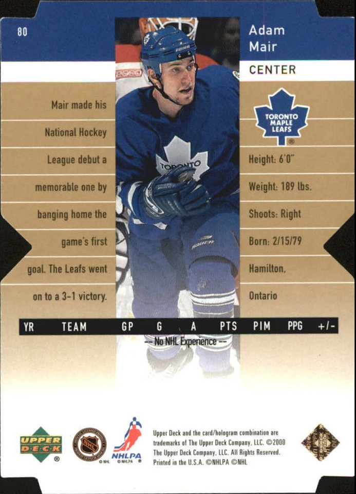 1999-00 (MAPLE LEAFS) Black Diamond Diamond Cut #80 Adam Mair | eBay