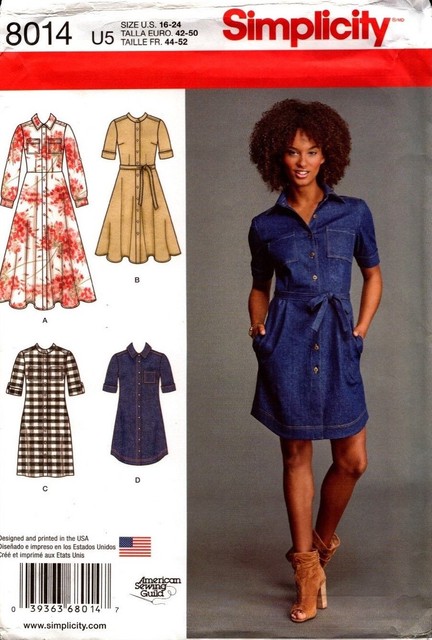 Simplicity Sewing Pattern 8014 Misses Sz 6-14 Shirt Dresses With ...