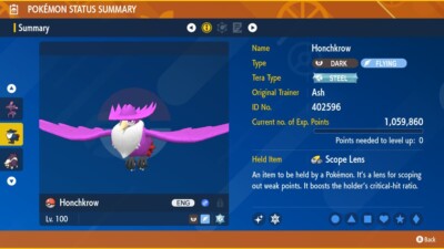 Shiny Honchkrow 6IVs Tera Type: Steel Pokémon Scarlet and Violet | eBay