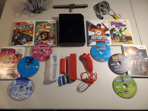 Black Nintendo Wii Console System Bundle w/ 12 Games Nunchuck TESTED ...