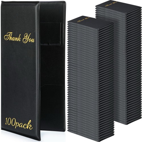 Bulk 100x Leather Guest Check Presenters – Black w/ Gold “Thank You” | eBay