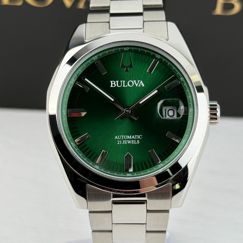 Bulova Surveyor 96B429 Men's Watch 39MM Green Dial Automatic Men's ...