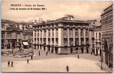VINTAGE POSTCARD CATHEDRAL SQUARE IN MESSINA ITALY BEFORE THE ...
