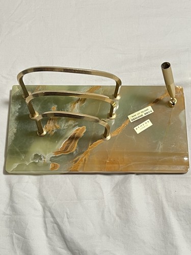 Vintage Scheaffer Green Onyx Marble Base Double Pen Desk Holder Set ...