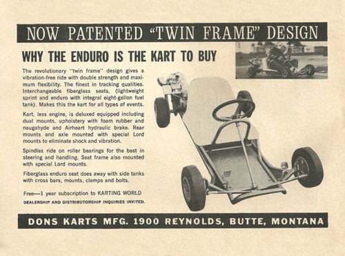 Vintage 1964 Don's Karts & Mfg. "Twin Frame" Enduro Go-Kart Ad | eBay