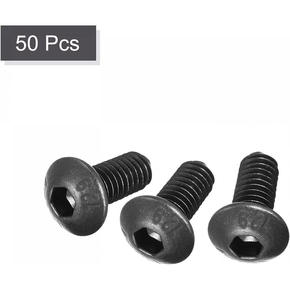 50pcs M4 Button Head Black Socket Head Screws Cap Screws Machinery | eBay
