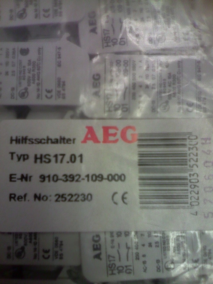 AEG HS17 HS17.01 N.C. 910-392-109-000 AUXILIARY CONTACT - NEW! QUANTITY ...