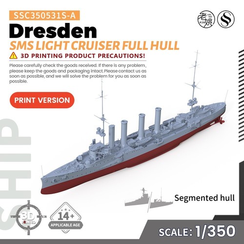 SSC350531S-A 1/350 Military Model Kit SMS Dresden Light Cruiser Full ...