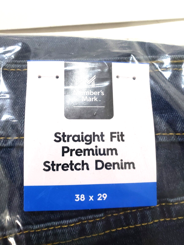 Members Mark Straight Fit Premium Stretch Denim Jeans Mens 38x29 Medium ...
