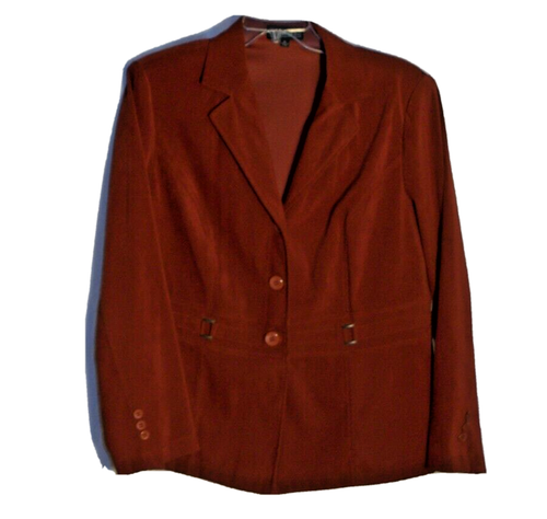 elementz Rust Color 3 Button Jacket Sewn In Waist Belt Open Collar Size ...