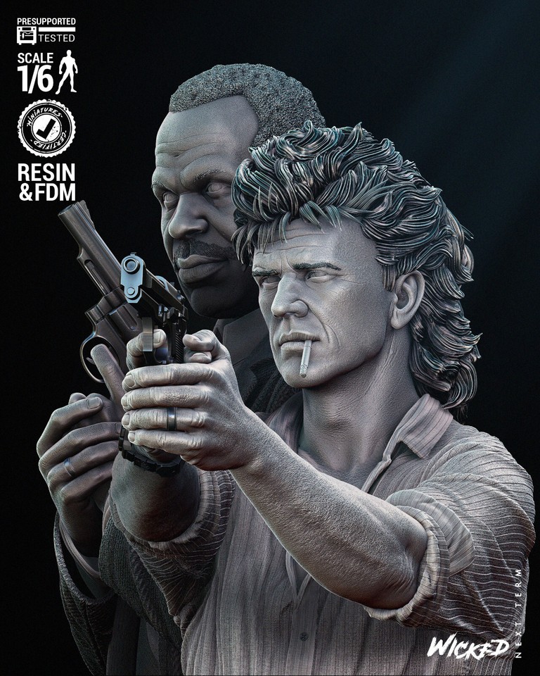 Riggs & Roger Leathal Weapon resin Sculpture Bust Model Kit Unpainted ...