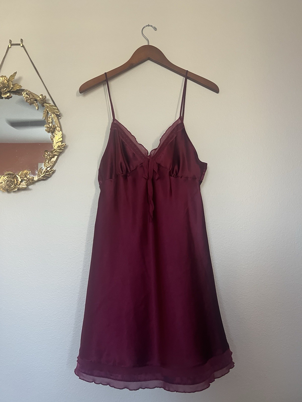 Victoria secret mini slip negligee maroon burgundy re… - Gem