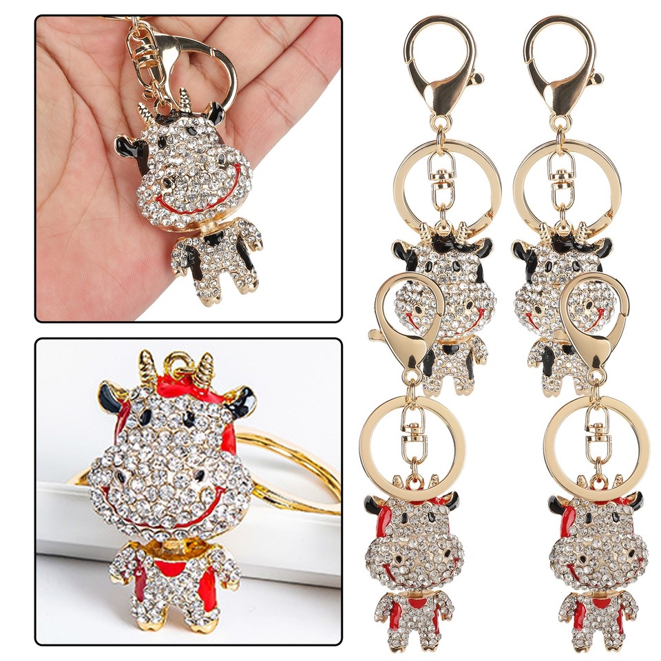 2x Cute Keychain Novelty Cattle Styling Key Chains Decoration For Bag ...