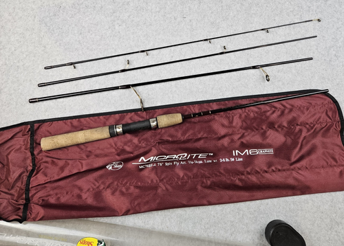 Bass Pro Micro Lite 4pc Travel Hike Spin Fly Rod 7'6" 2-6lb wt 5# line ...