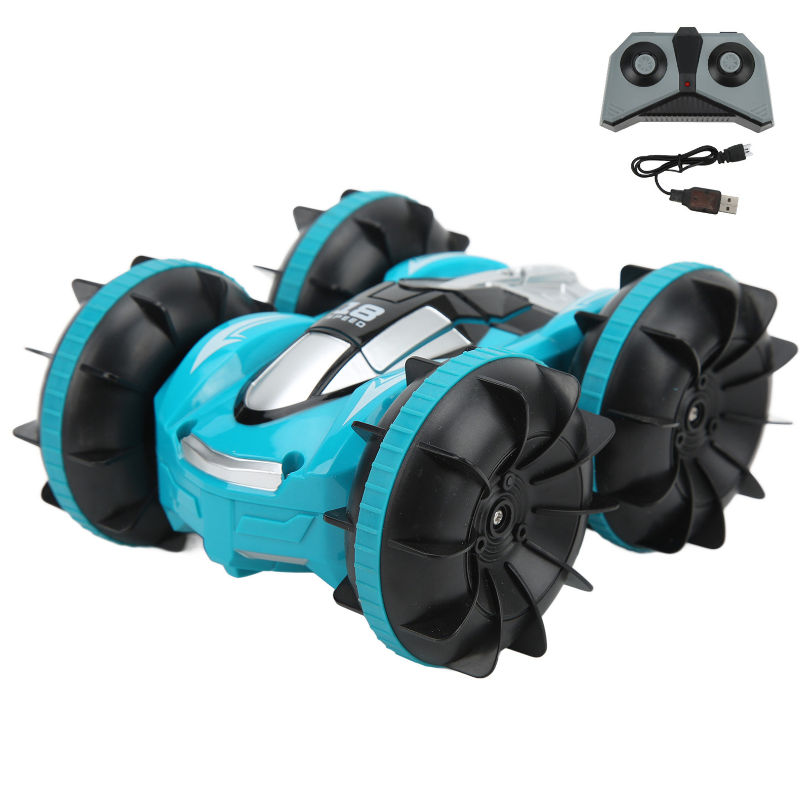 Amphibious RC Car Turquoise Waterproof 2.4GHz RC Stunt Car For Kids ...