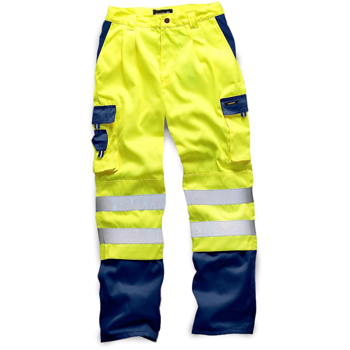 Mens Hi Vis Viz Plain & 2 Tone Polycotton Safety Work Trousers EN471 ...