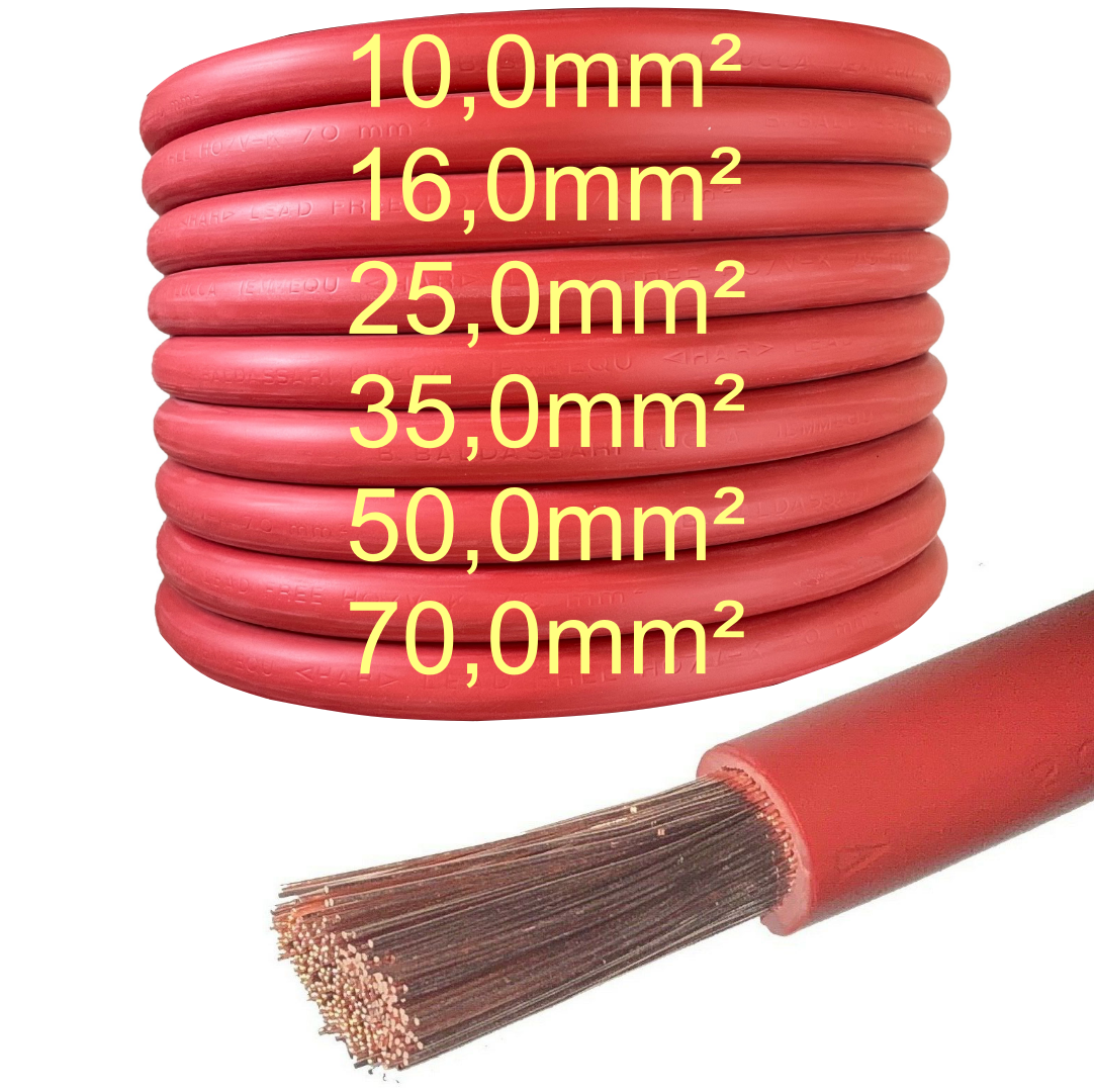 Batteriekabel ⭐️ H07V-K ⭐️ Rot 10 16 25 35 50 70 mm² mm2 Meterware ...