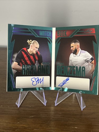 Erling Haaland/Karim Benzema Dual Auto 2023 Leaf Green Match Book #5/5 ...