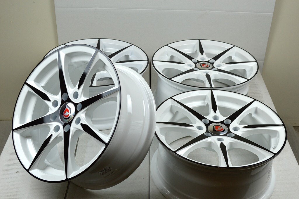 4 New DDR Blade 15x6.5 4x100/114.3 38mm White/Polished Black 15" Wheels ...