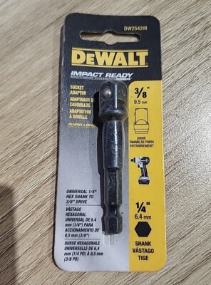 Dewalt Impact 1/4" Hex Shank To 3/8" Socket Adapter DW2542IR | eBay ...