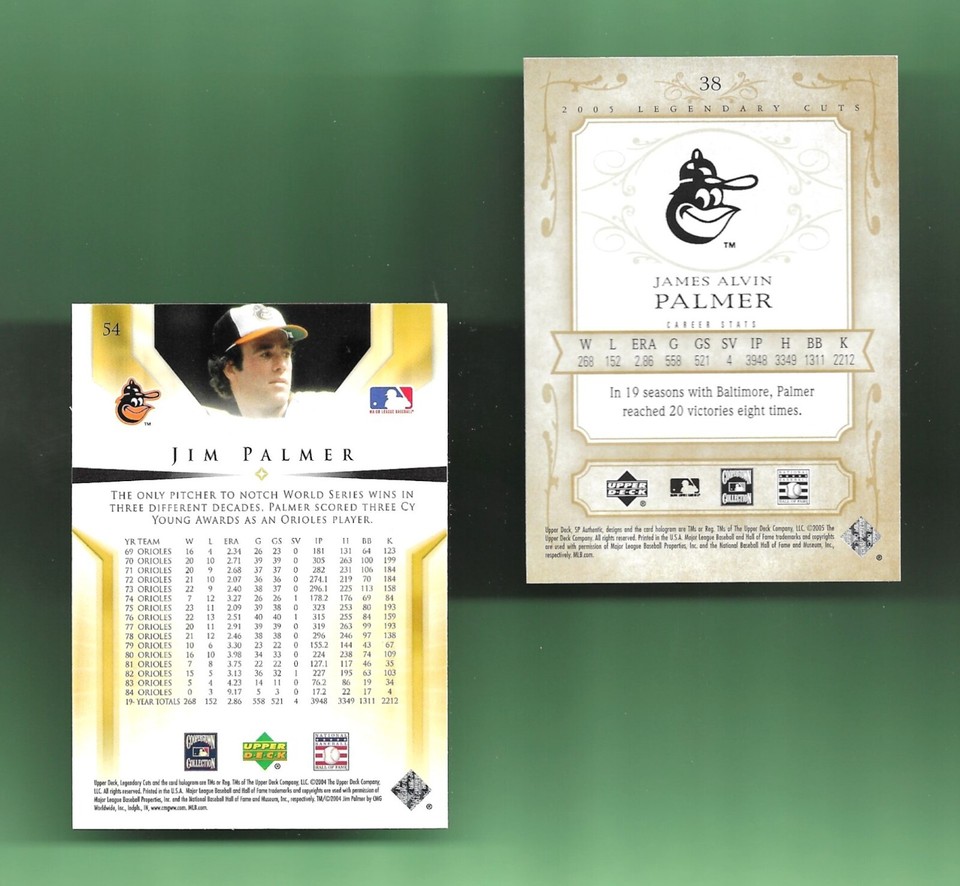 BOTH! 2004-05 SP Legendary Cuts # 38/54 JIM PALMER BALIMORE ORIOLES EXCEPTIONAL! | eBay