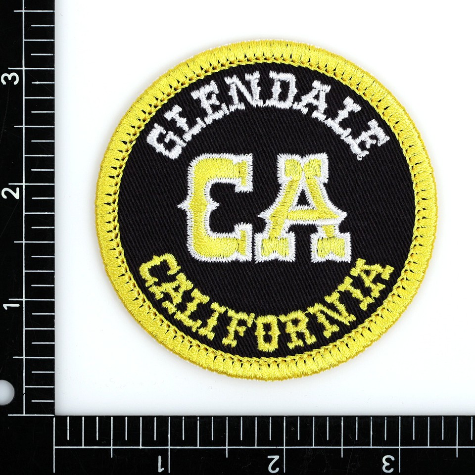 Glendale California Embroidered Patch Black/Bright Yellow Iron-On Sew-On Hat Bag | eBay