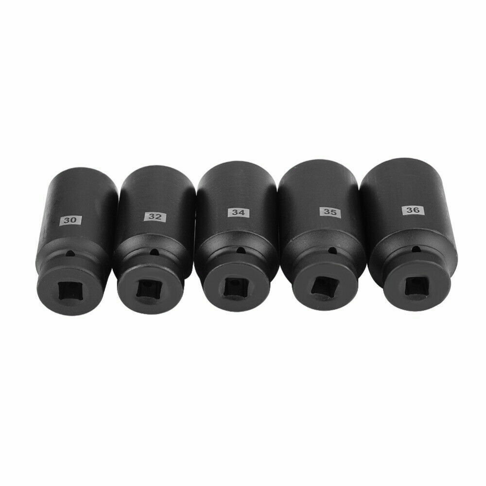 5pcs 1/2'' Deep Spindle Axle Nut Socket Set 12 POINT METRIC 30 32 34 35 ...