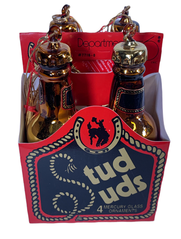 Dept 56 Stud Suds Handblown Mercury Glass Beer Bottle Ornaments Set of ...