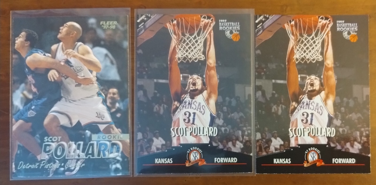 (3) Scott Pollard NBA Rookie Card Lot - Kansas Jayhawks, Detroit ...