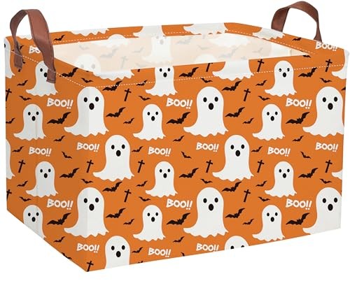 Rectangular Halloween Basket Ghost Baskets Trick or Treat Basket Yellow ...