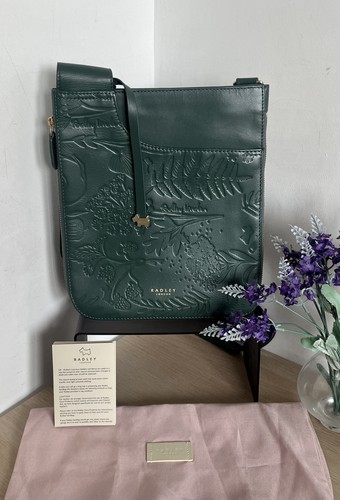 Radley Pockets Botanical Green Leather Expandable Messenger Crossbody ...