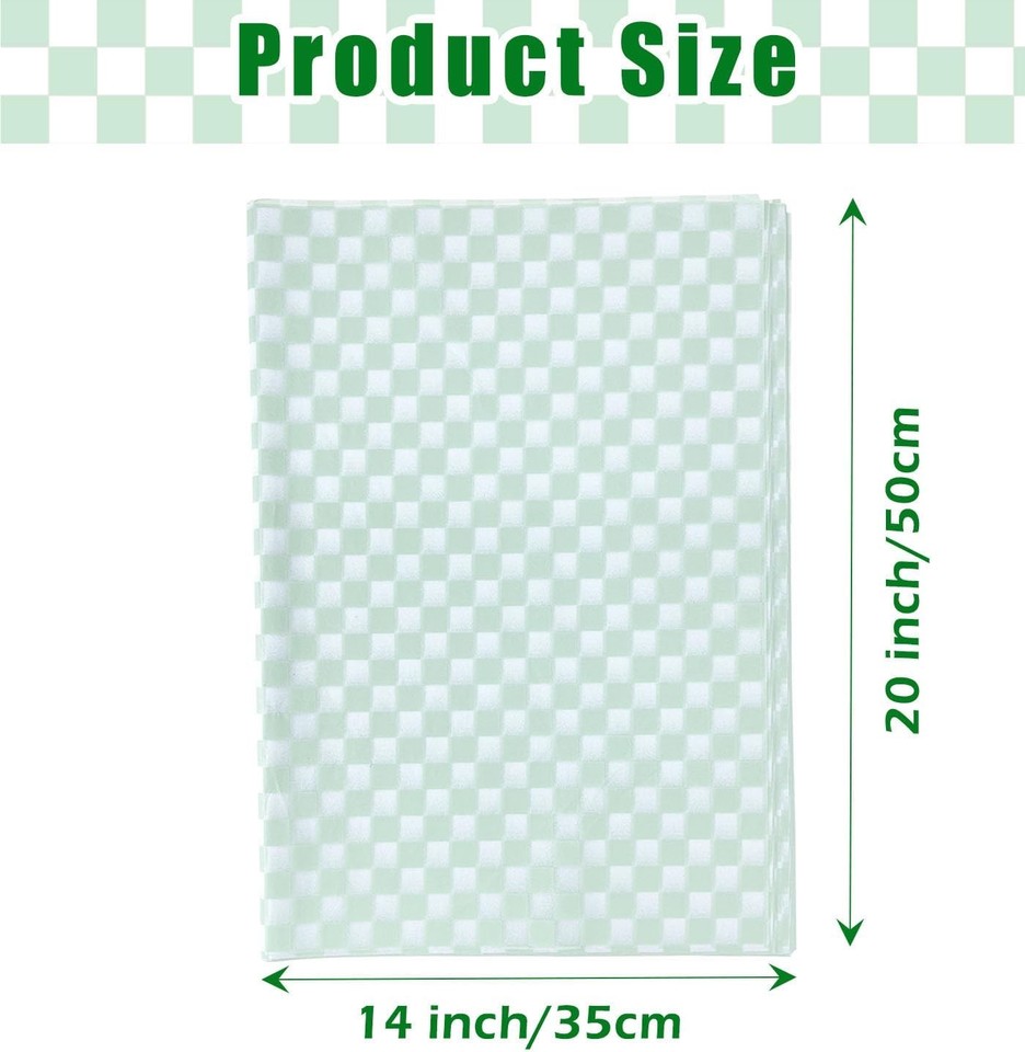MUNILAIL 100 Sheets Checkered Tissue Paper sage green checkered tissue ...
