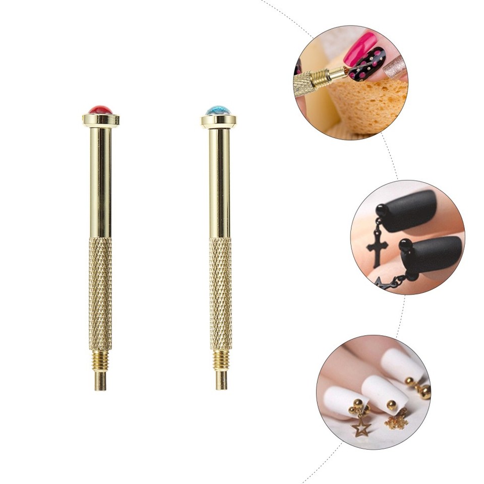 2pcs Nail Hand Drills Nail Art Piercing Tool for Dangle Charm (Golden ...