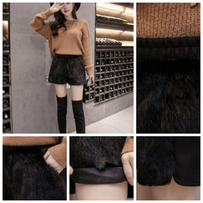 Lady Faux Fur Shorts Hot Pants Splice Thicken Furry Clubwear Party ...