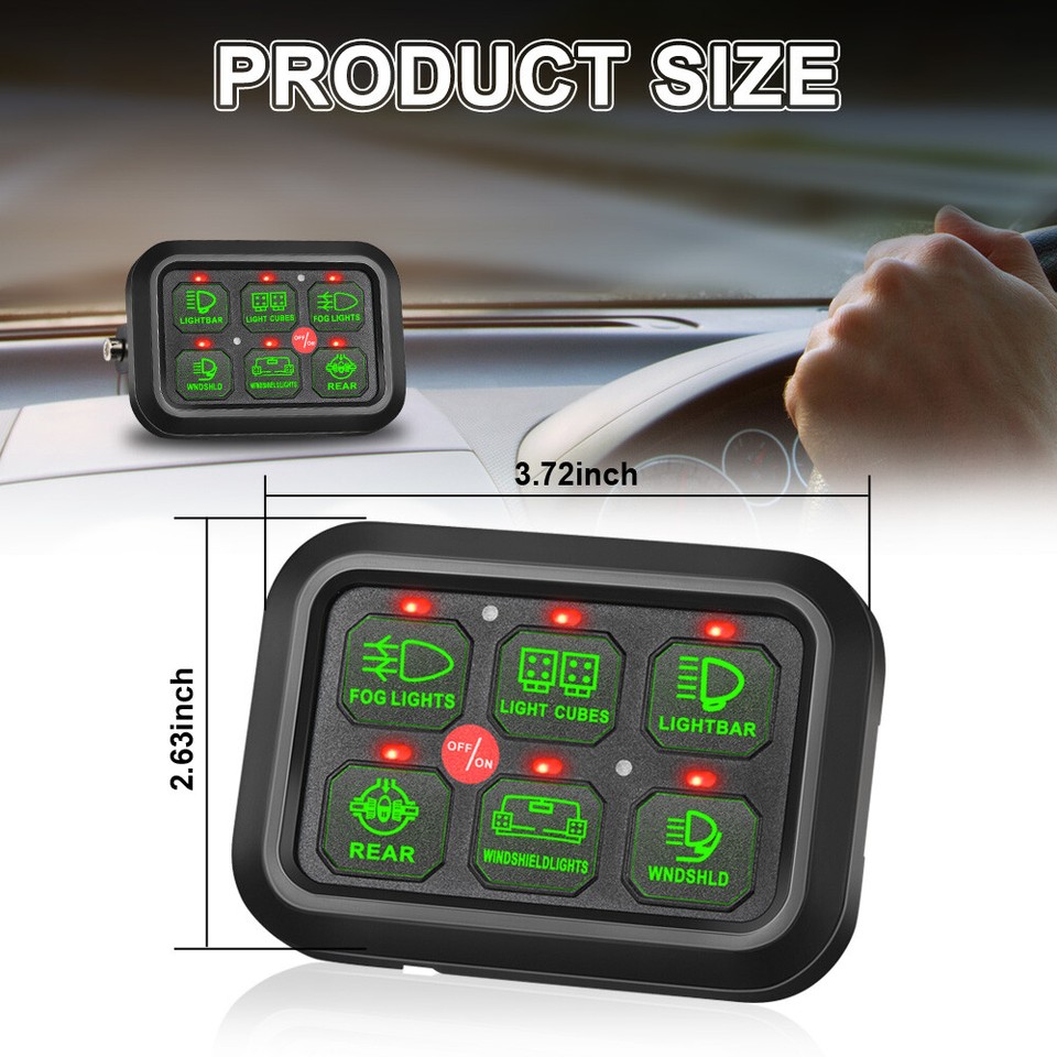 6 Gang Switch Panel Universal Circuit Control Box Button Switch Pod ...