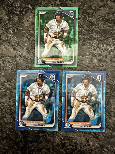 (3) 2024 Bowman Sapphire Max Clark Green Refractor #/99 + 2 Base ...