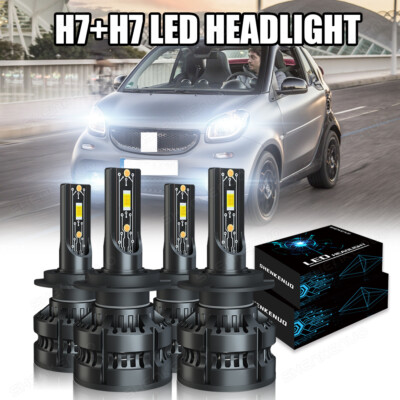 For Smart Fortwo 2008-2015 - Bright 6000K LED Headlight Bulbs Hi & Lo ...