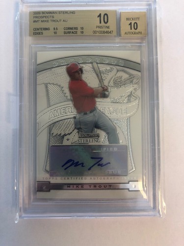 2009 Bowman Sterling Prospects Mike Trout Rookie Auto BGS 10 Pristine ...