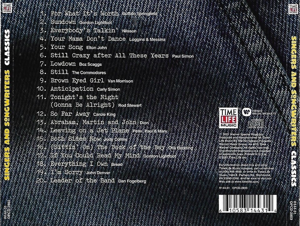 Various Artists - Singers & Songwriters Classics CD - 2001 Time-Life ...