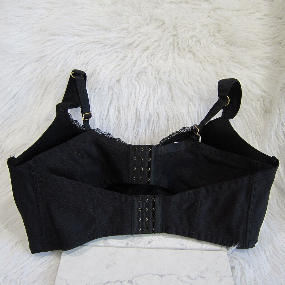 Ashley Stewart Full Coverage Butterfly Bra Double Closure Black 42DD ...