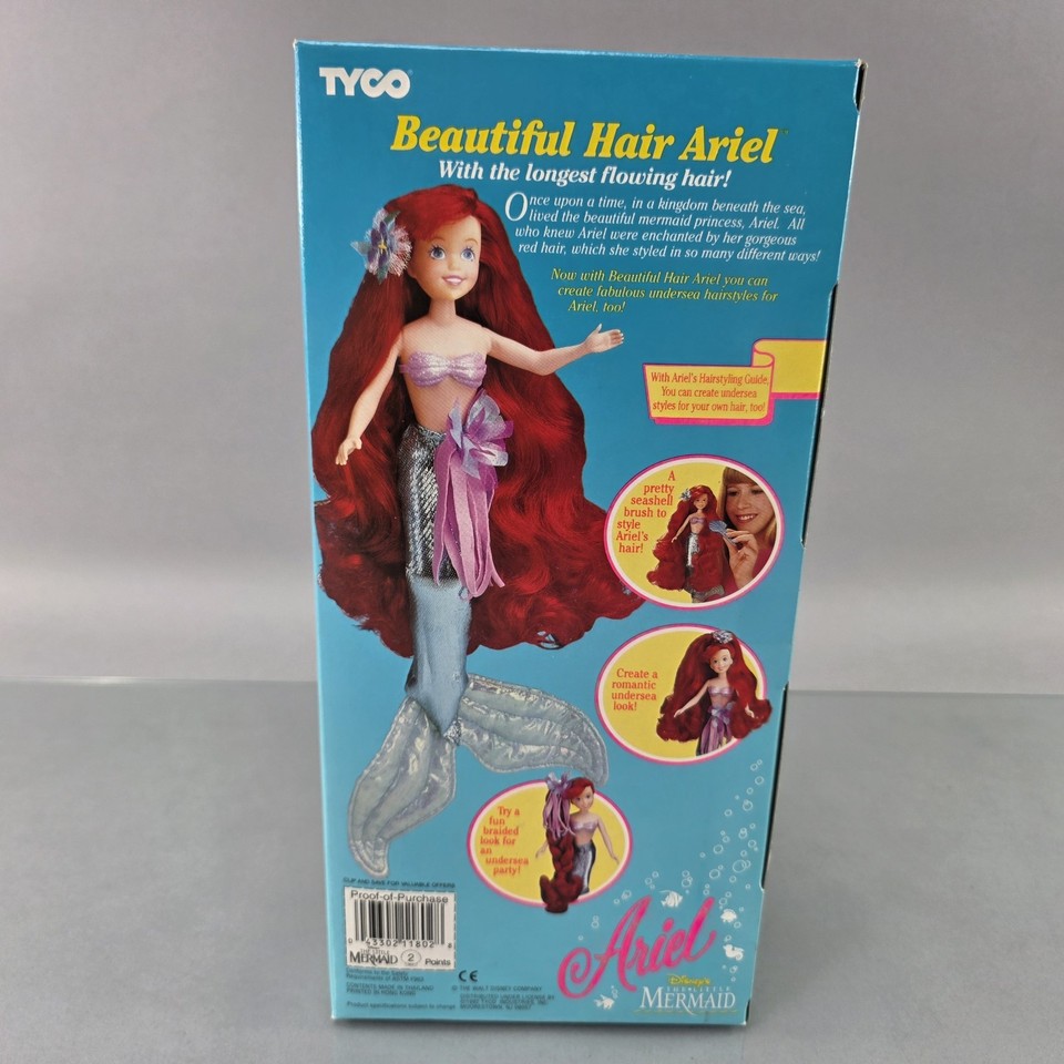 TYCO Little Mermaid Beautiful Hair Ariel Doll Set #1802 Disney Vintage ...