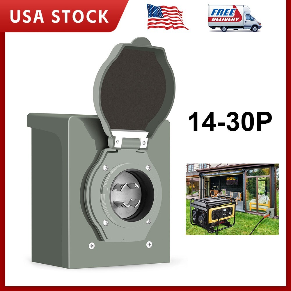 30A Generator Power Inlet Box NEMA 3R Generator Outlet Box L14-30P, 3 ...