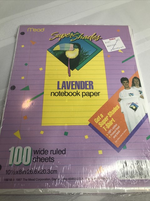 Vintage 80s Mead Super Shades Notebook Paper Blue Color 100 Wide Ruled ...